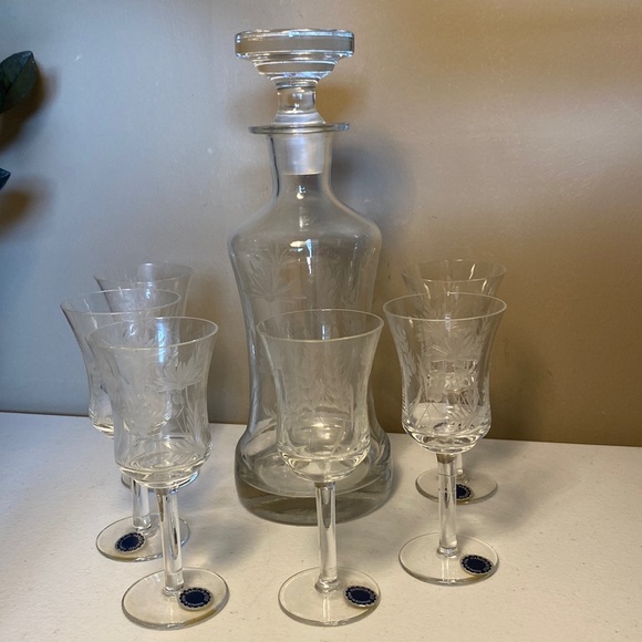 Handcrafted in Romania | Dining | Romanian Etched Decanter And 6 ...